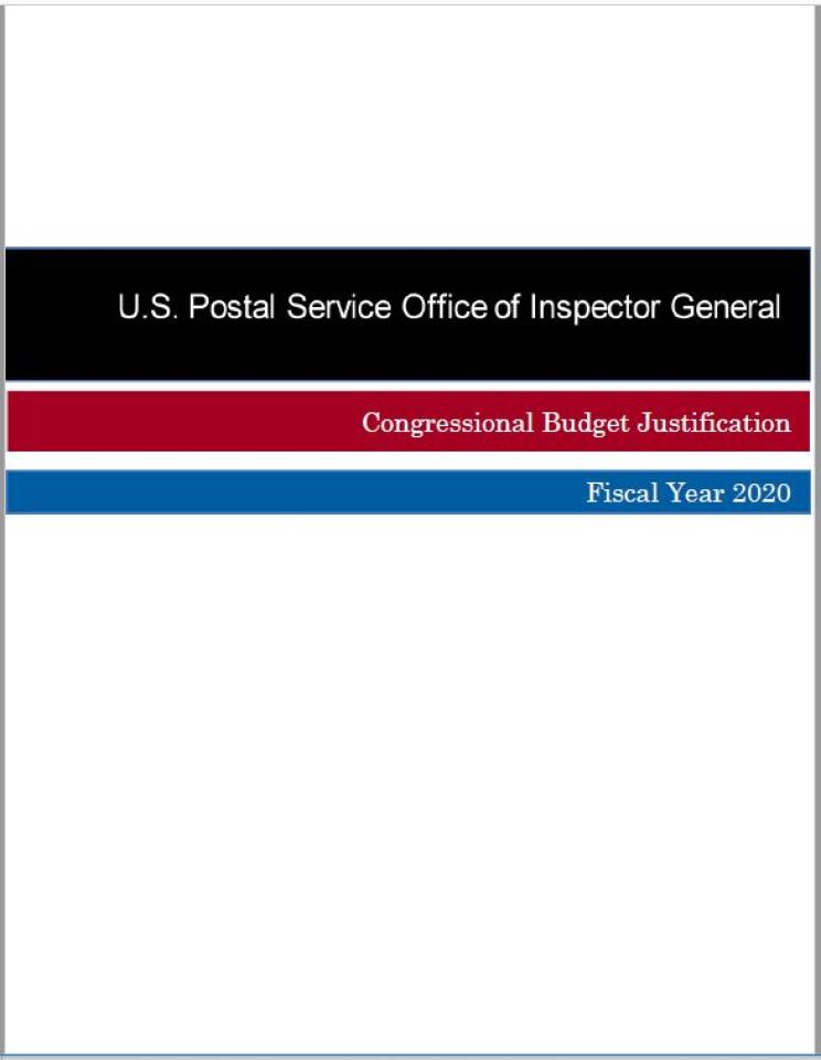 USPS OIG FY 2020 Congressional Budget Justification | Office of ...
